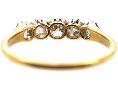 Edwardian 18ct Gold Five Stone Old Mine Cut Diamond Ring 573w The