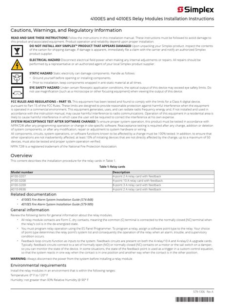 Cautions Warnings And Regulatory Information 4100es And 4010es Relay