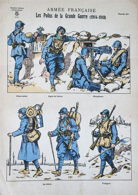 Planche Imagerie Jarville Nancy Armée Française Les poilus de la