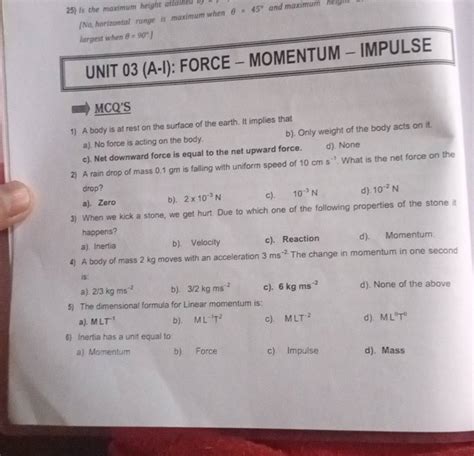 Inertia Has A Unit Equal To Filo