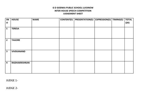 Judgement Sheet Pdf