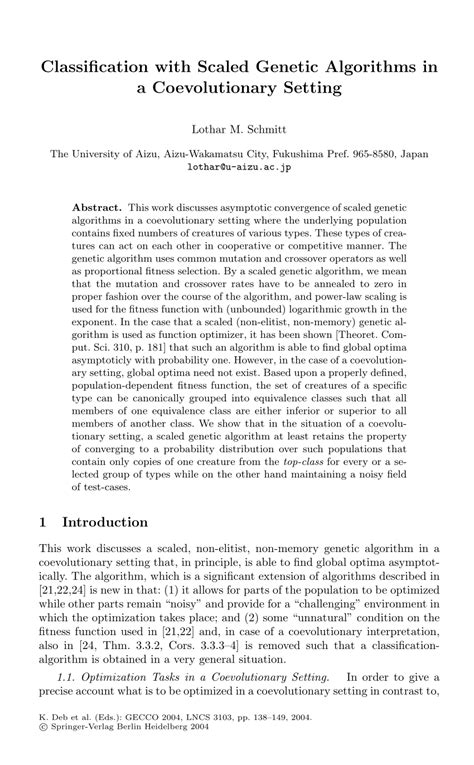 Pdf Classification With Scaled Genetic Algorithms In A Coevolutionary Setting