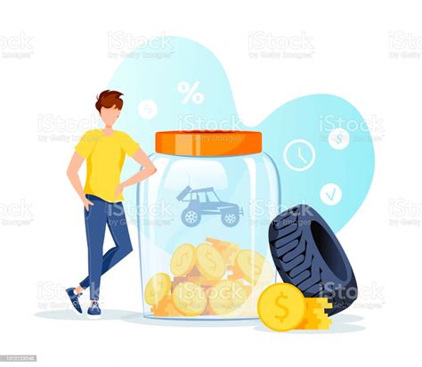 돈 항아리 은행 내부에 동전항아리와 자동차 돈을 저축 하는 사람 돈 절약 또는 축적 금융 서비스 예금 개념 개념에 대한 스톡 벡터 아트 및 기타 이미지 Istock