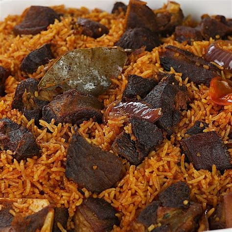 Smokey Party Jollof Rice With Assorted Meat Flame Afrique