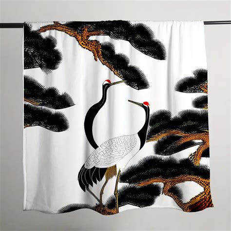 Flannel Bed Blanket Crane Printed Blanket Warm Cozy Temu New Zealand