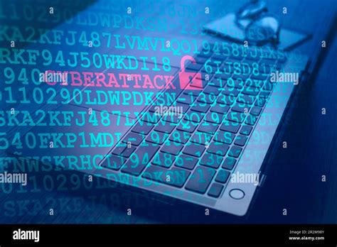 Desptop Photo As Background With Colorful Vr Cyberattack Interface Cyber Security Data