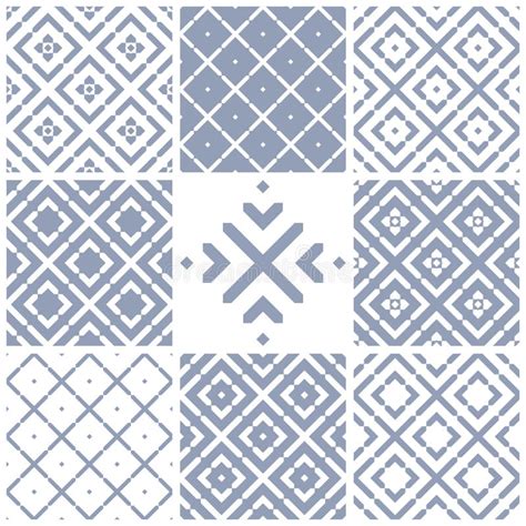 Set Of Seamless Geometric Checked Patterns Stock Vector Illustration Of Print Backdrop 306766278