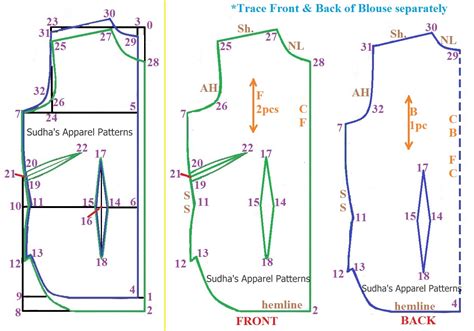 Sudhas Apparel Patterns How To Make A Shirt Style Blouse Free Pattern