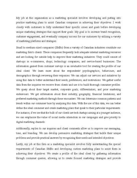 Stukent Marketing Assignment Developing Strategies For Canadian Smbs