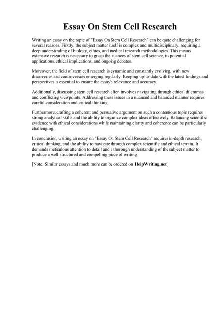 Essay On Stem Cell Research Pdf