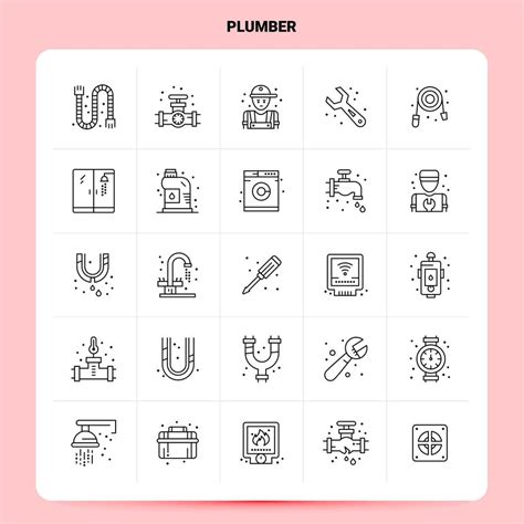 Outline 25 Plumber Icon Set Vector Line Style Design Black Icons Set Linear Pictogram Pack Web
