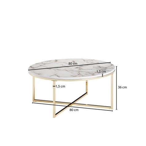 WOHNLING table basse aspect marbre blanc table de salon Ø cm table ronde métal Cdiscount Maison