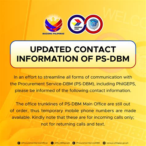 Updated Contact Information Of Ps Dbm