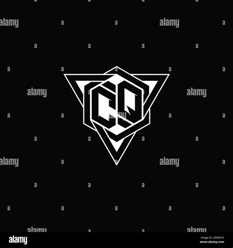 Cq Letter Logo Monogram Hexagon Shape With Triangle Geometric Outline Sharp Modern Style Design