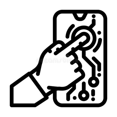 Touchscreen Hand Interaction Augmented Reality Line Icon Vector