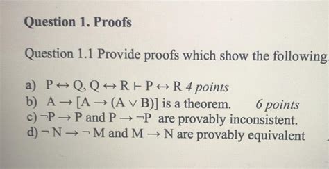 Solved Question 1 Proofs Question 11 Provide Proofs Which