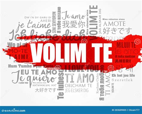 Volim Te I Love You In Croatian Word Cloud Stock Illustration