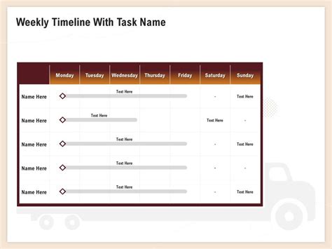 Weekly Timeline With Task Name Mon To Sun Ppt Professional Presentation Graphics