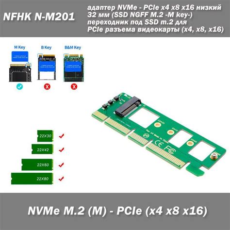 Nfhk n-m201 v1.0 адаптер nvme — pcie x4 x8 x16 низький 32 мм ...