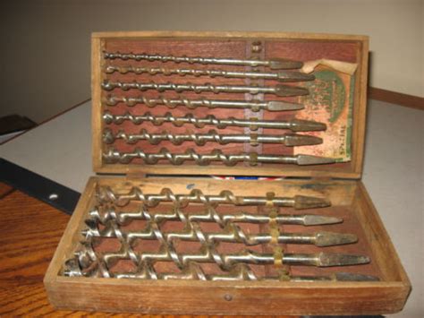 Antique Keen Kutter Wood Auger Drill Bit Set In Original Wood Box Ks 13