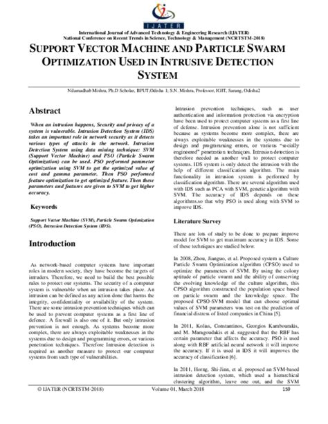 Pdf Support Vector Machine And Particle Swarm Optimization Used In Intrusive Detection System