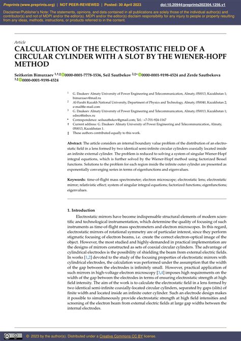 Pdf Calculation Of The Electrostatic Field Of A Circular Cylinder