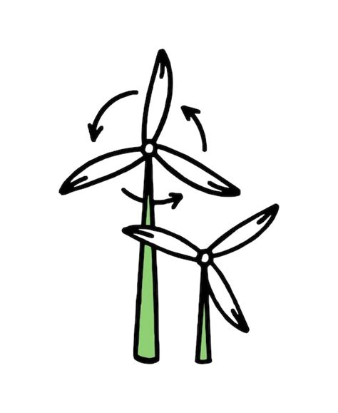 풍력 발전소 기후 변화의 녹색 에너지 Co2 개념 벡터 낙서 프리미엄 벡터