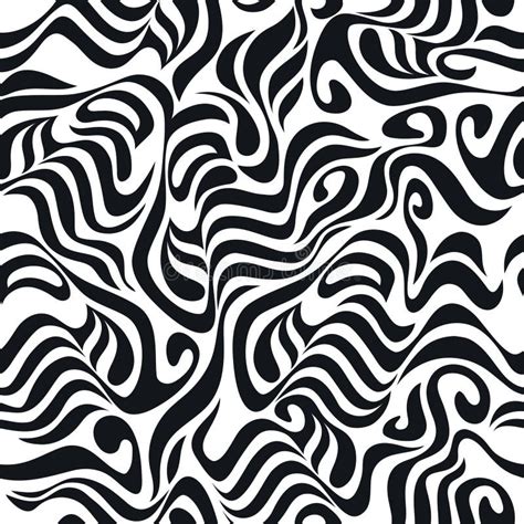 Seamless Pattern Abstract Swirl Texture Wavy Black And White