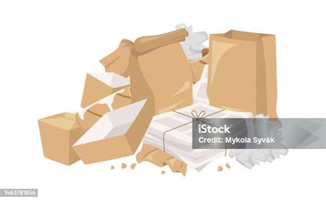 구겨진 종이 판지 쓰레기 평면 아이콘 폐기물 분류 및 활용 0명에 대한 스톡 벡터 아트 및 기타 이미지 0명 개념 구겨진 Istock