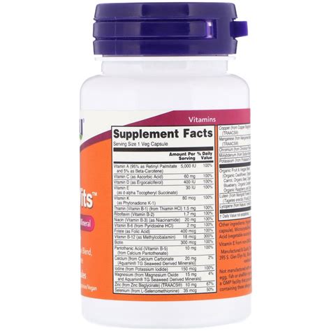 Now Foods Daily Vits Multi Vitamin Mineral 30 Veg Capsules IHerb