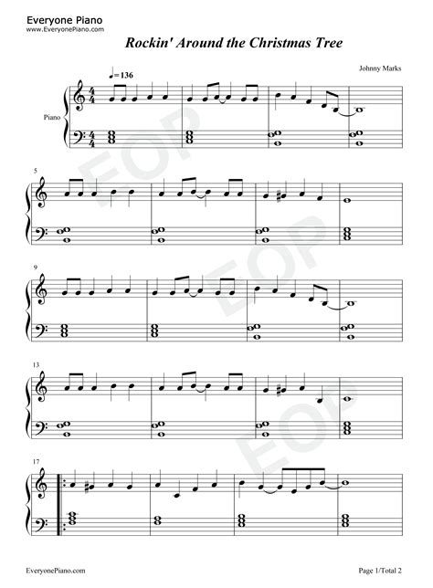 Rockin Around The Christmas Tree C调简单版 圣诞歌曲 钢琴谱文件（五线谱、双手简谱、数字谱、midi、pdf