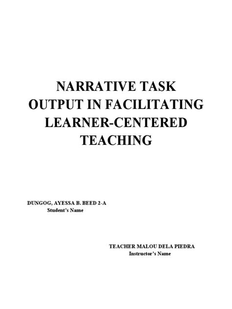 Narrative Report In Facilitating Learner Centered Teaching Pdf Educational Technology Teachers