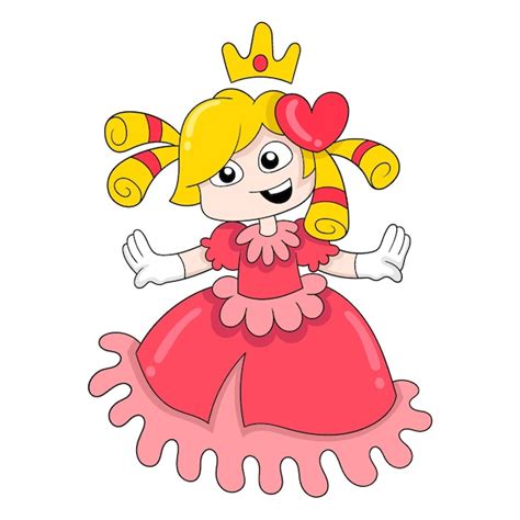 Linda princesa de cabelos loiros está usando um elegante vestido de festa ícone doodle imagem