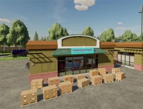 FS22 FS22 BUTCHER Market Sell Point v 1 0 Placeable Objects Mod für
