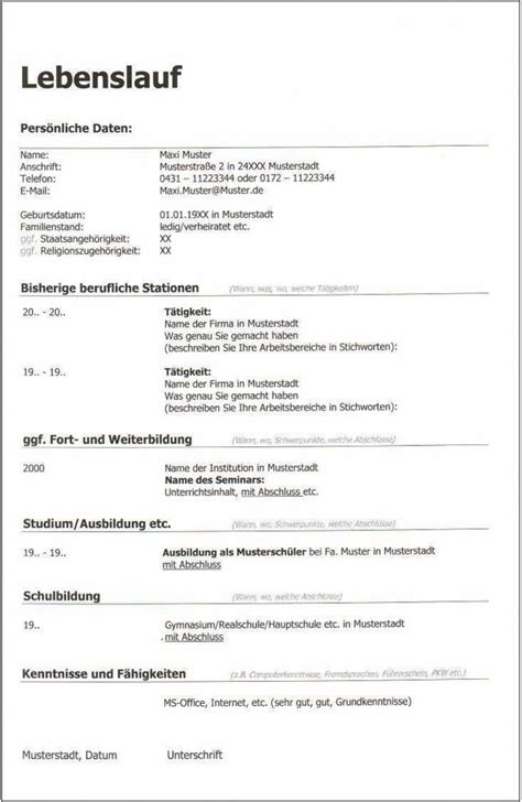 Eine Probe Von Ansprechend Lebenslauf Nach Ausbildung