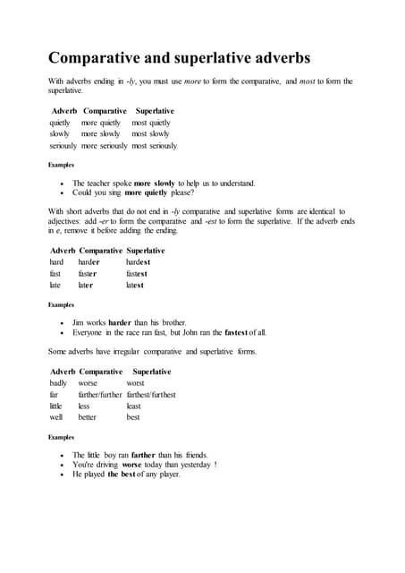 Comparative And Superlative Adverbs Docx Comparative And Superlative Adverbs Docx