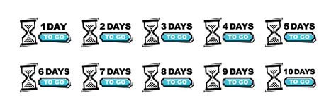 1일부터 10일까지 며칠이 남았습니다 판매 또는 소매를 위한 모래시계 템플릿이 있는 기하학적 라벨 디자인 픽셀 아트 디자인 현대 벡터 일러스트레이션 3에 대한 스톡 벡터