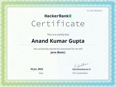 Anand Kumar G On Linkedin Hackerrank Java