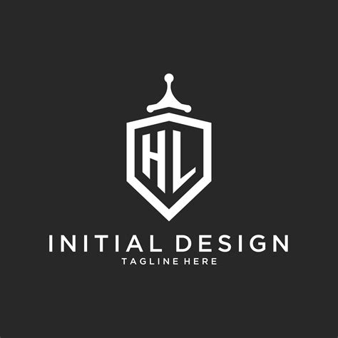HL Monogram Logo Initial With Shield Guard Shape Design 15785246 Vector