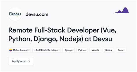 Devsu Hiring Full Stack Developer Vue Python Django Nodejs • Remote Work From Home