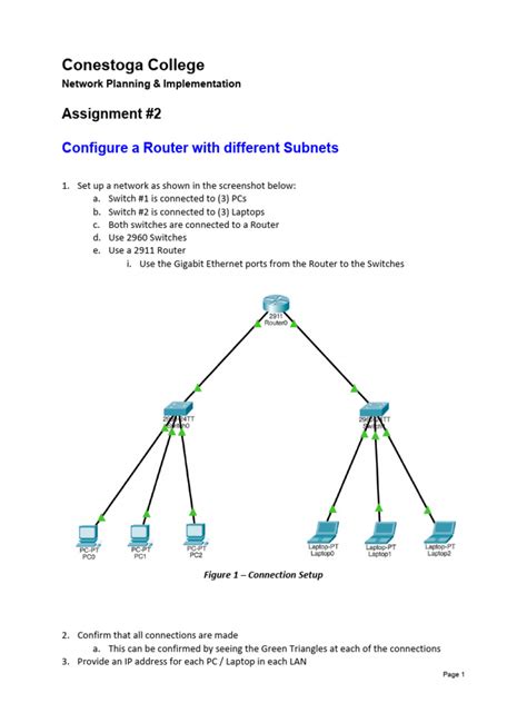 assignment 2 configure a router with different subnets pdf