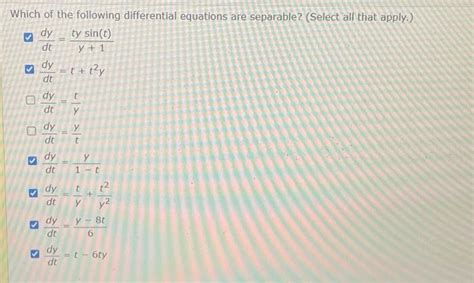 Solved Which Of The Following Differential Equations Are