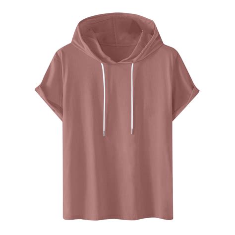 Dovford Mens Short Sleeve Hoodie Plus Size Sweatshirts Casual Solid