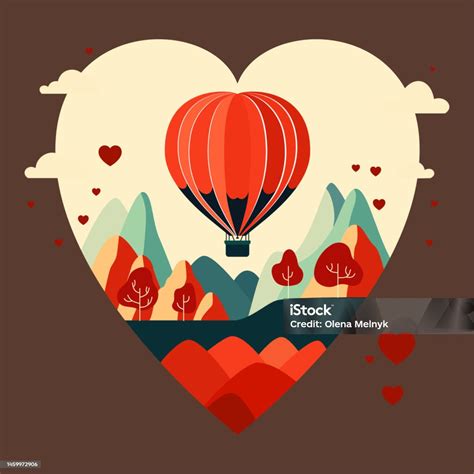 Balon Udara Panas Gaya Kartun Datar Ilustrasi Vektor Untuk Desain Kartu