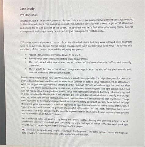 Solved Case Study XYZ Electronics In October 2016 XYZ Chegg
