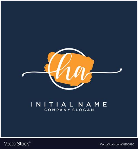 Ha Initial Handwriting Logo Design With Brush Vector Image