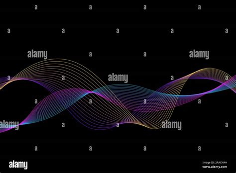 Vector Abstract Background Multicolored Dynamic Lines On A Black Background Color Waves