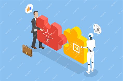Premium Vector D Isometric Flat Vector Illustration Of Human And Ai Working Together