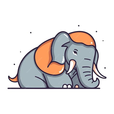 Милый мультфильм слон Векторная иллюстрация изолирована на белом фоне