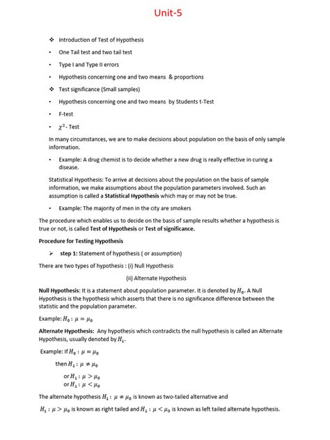 Unit 5 Pdf Statistical Significance Statistical Hypothesis Testing